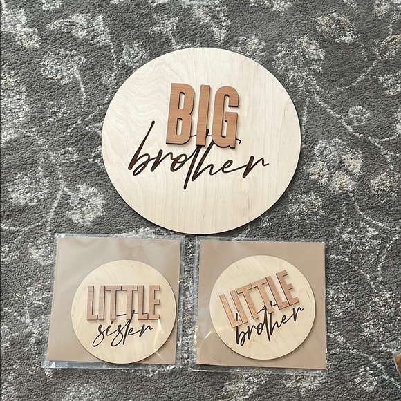 Other | Wooden Sibling Baby Annoucement Set Big Brother Little Sister ...